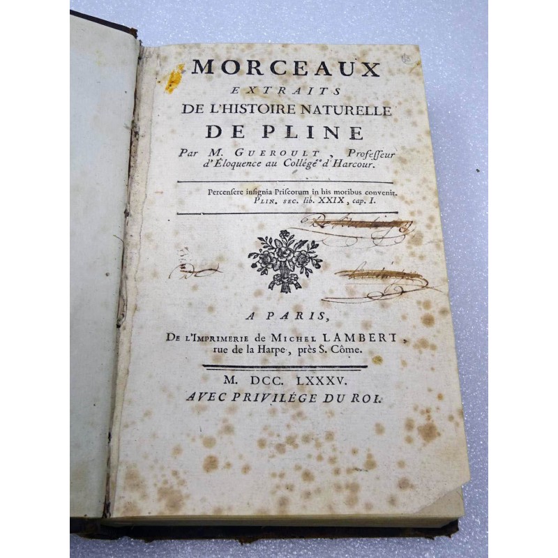 Morceaux extraits de l'Histoire naturelle de Pline